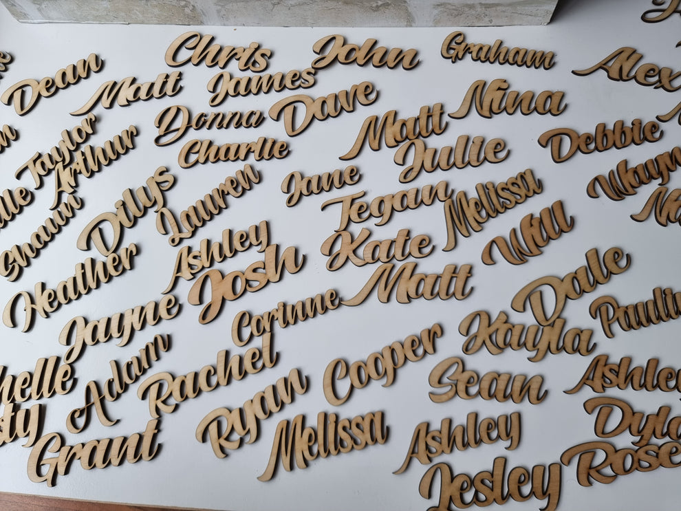 acrylic/wooden names – Cutting Edge Laser Design
