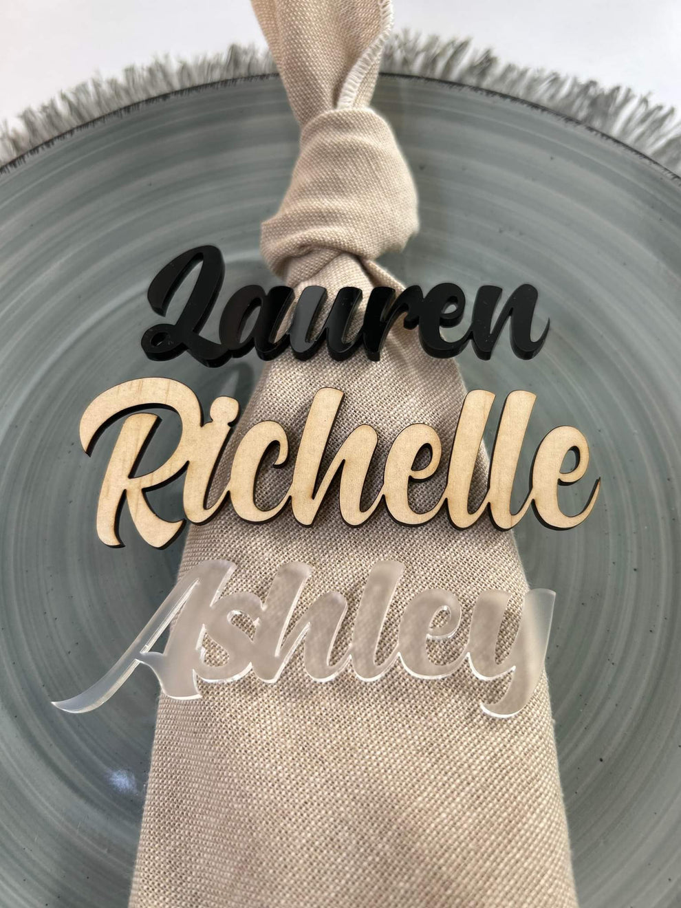 acrylic/wooden names – Cutting Edge Laser Design